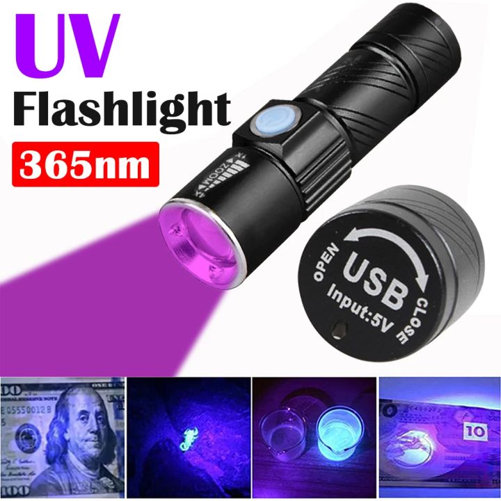 UV Flashlight LED Ultraviolet Torch Zoomable Mini Ultra Violet Lights ...