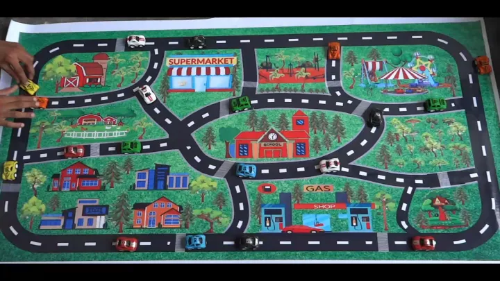 City roads Map for kids playing, water proof sheet for kids and ...