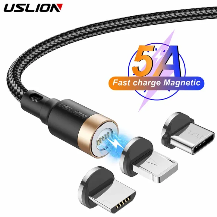 USLION 5A Magnetic Cable Fast Charging For Mobile Phone Magnet Charger ...