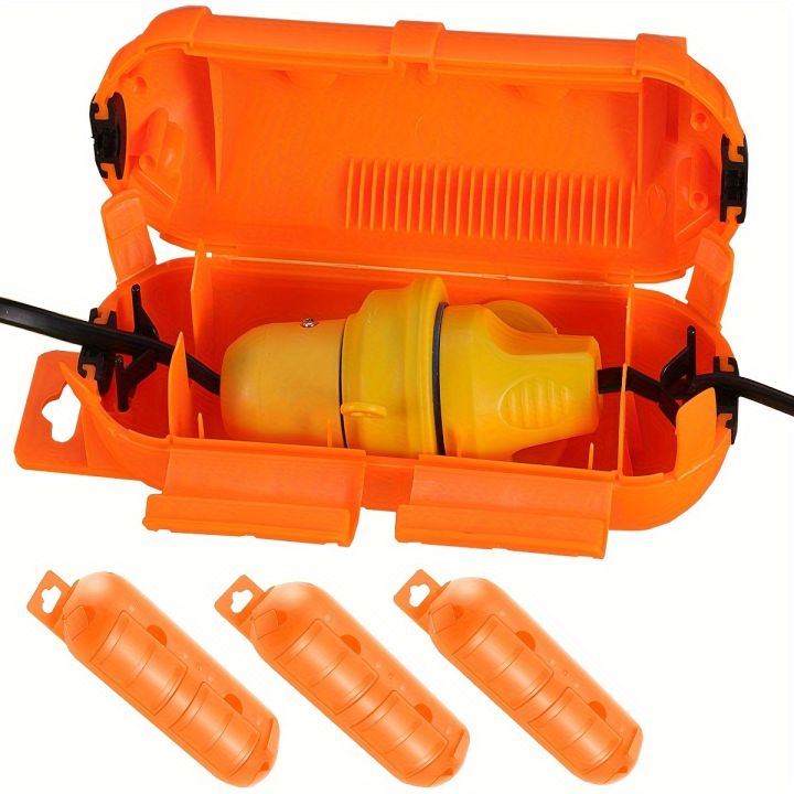 orange Extension Cord Safety Cover with Waterproof Seal, Weatherproof ...