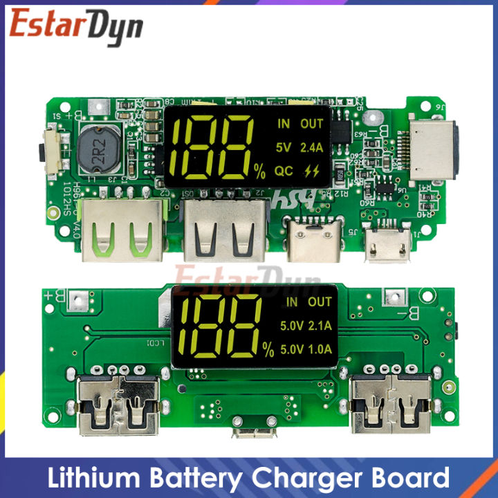 LED Dual USB 5V 2.4A Micro/Type-C USB Mobile Power Bank 18650 Charging ...