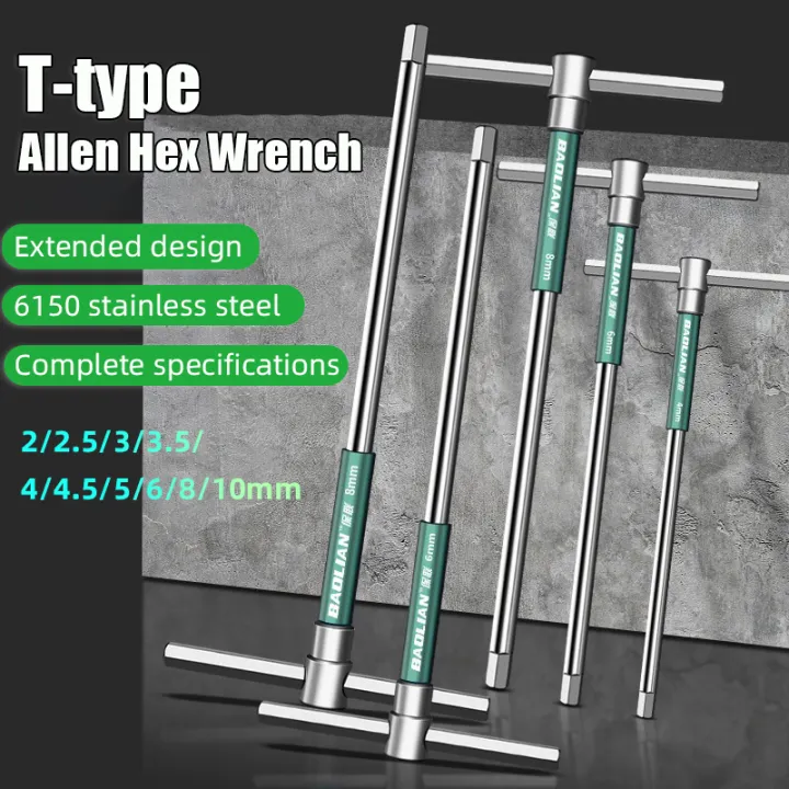 T Type Allen Hex Wrench 2.5/3/4/5/6/8/10mm High Quality Chrome Spanner ...