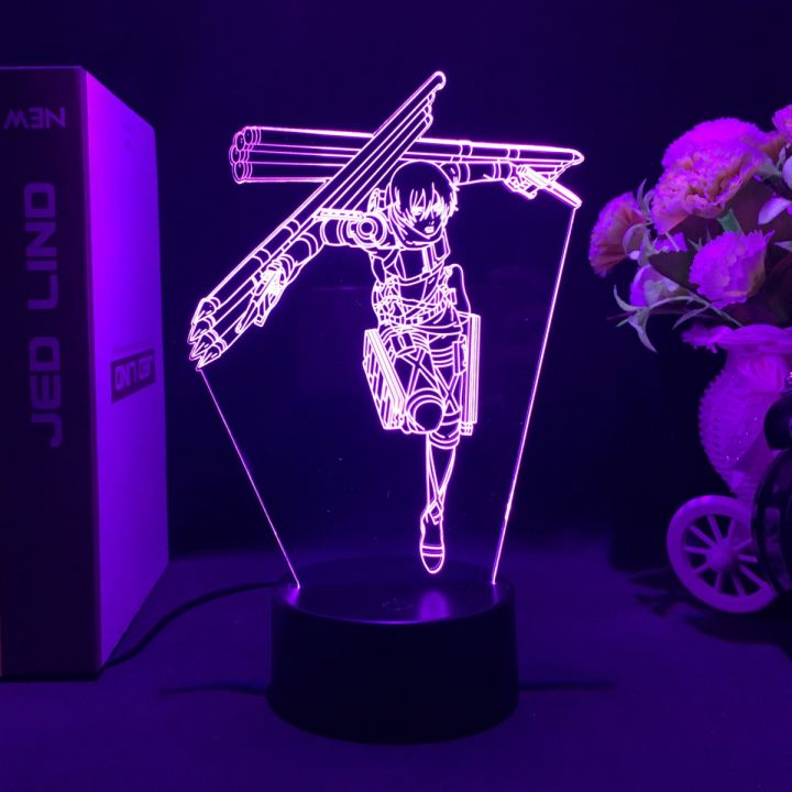 Anime 3D Lamp Attack on Titan Acrylic Luminous Stand Mikasa Ackerman ...
