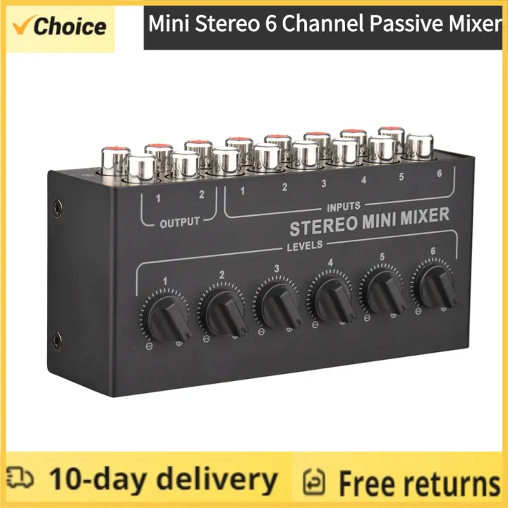 Mini Stereo 6 Channel Passive Mixer RCA Portable Audio Mixer 6 In 2 Out ...