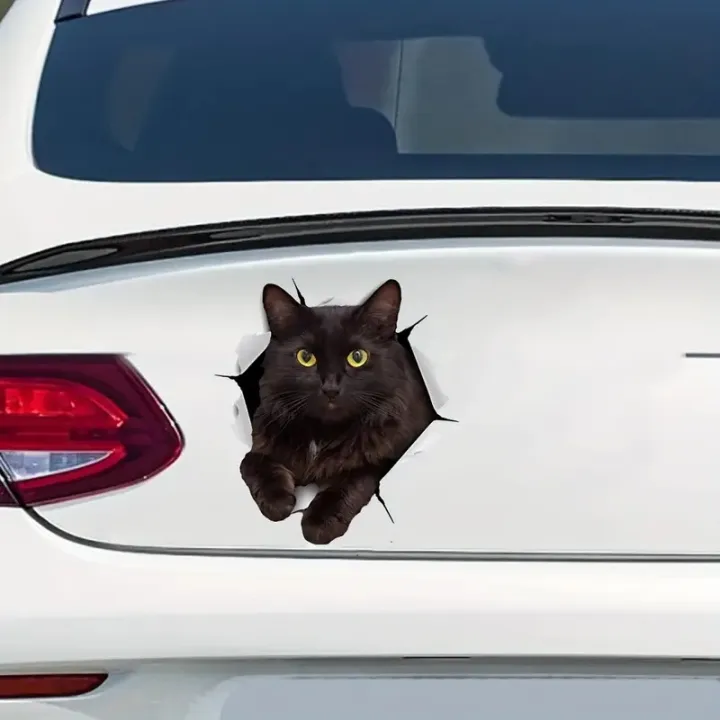 3D Cat Stickers, Black Cat Wall Decals, Cat Stickers For Bedroom Fridge ...