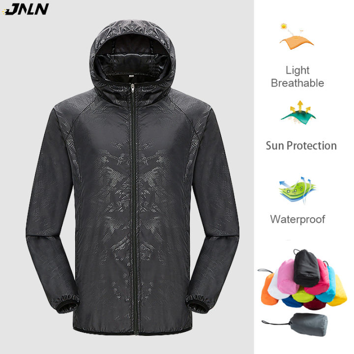 JNLN Men Women Waterproof Hiking Jackets Quick Dry Camping Windbreaker ...