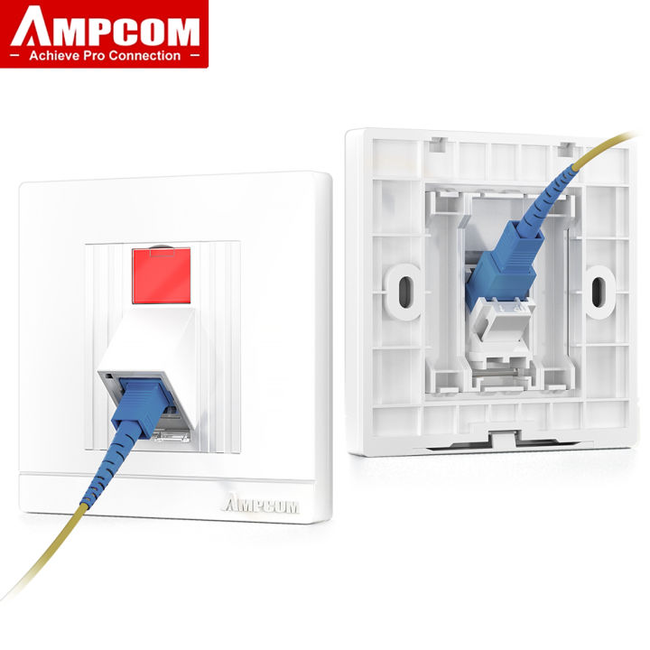 AMPCOM 86*86mm Angled Faceplate with a Fiber Optic Coupler Bracket ...