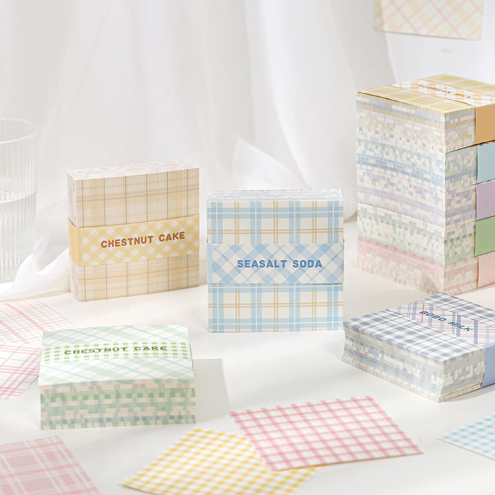200 Sheets Kawaii plaid material paper note Loose leaf Decorative paper ...