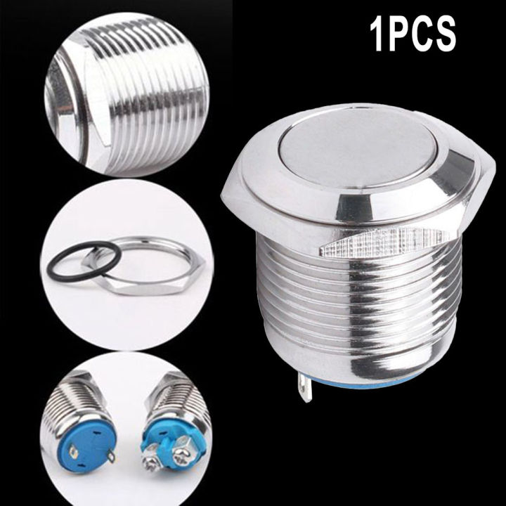 12V 16mm Metal Waterproof Push Button Momentary NO Switch Start Brass ...