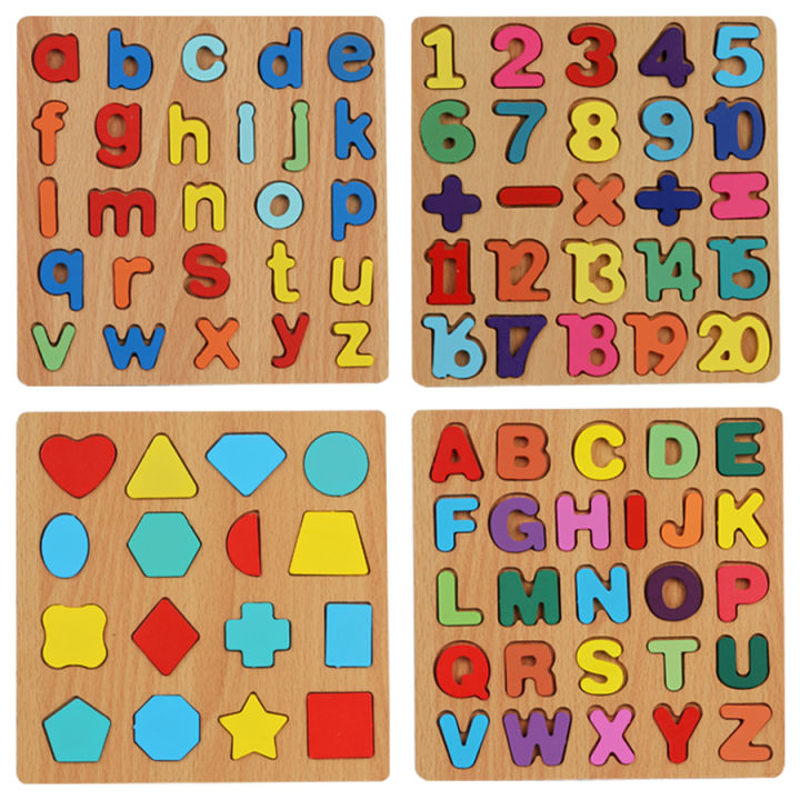 Colorful Alphabet Number Shape Matching Wooden Early Educational Toys ...