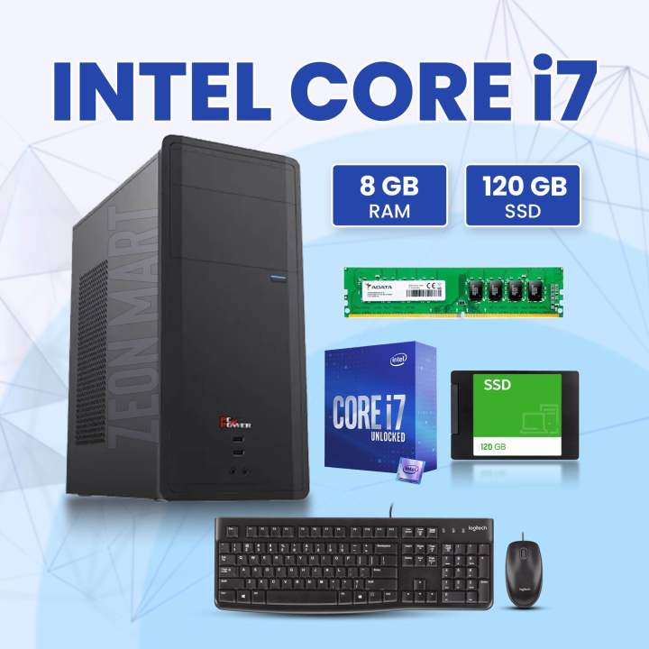 Intel Core i7 RAM 8GB SSD 120GB Gaming PC 64 Bit New Full Desktop ...