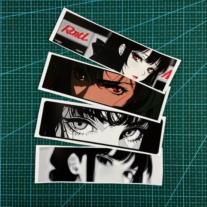 1PC Assorted Styles Anime Girl Close-up Sticker (Black White & Red ...