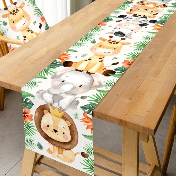 Jungle Animals Table Runner Wild One Forest Safari Birthday Party ...