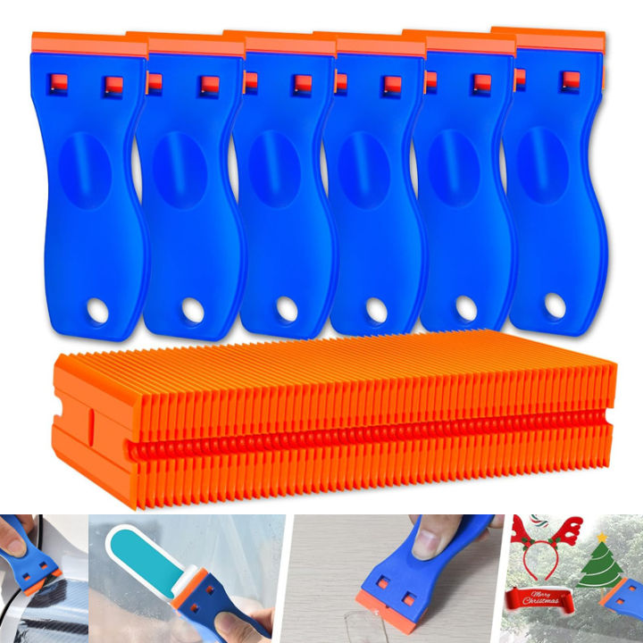 Plastic Razor Blade Scraper with 100 Pcs Plastic Blades Window Cleaning ...