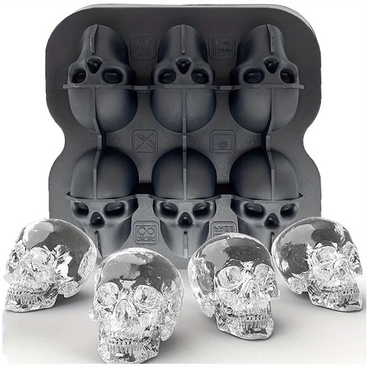 Skull Ice Ball Mold Silicone 3D Flexible Ice Cube Trays BPA Free Ice ...