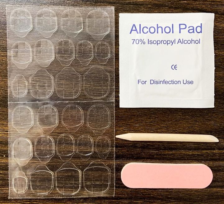 Nails Application kit 24Pcs Nails stickers Alcohol pads Cuticle Pusher ...