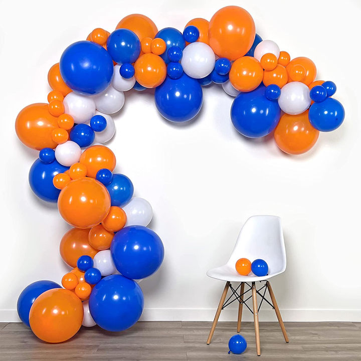 Game Time Party Balloons Garland Kit Orange Royal Blue Ballon Arch ...