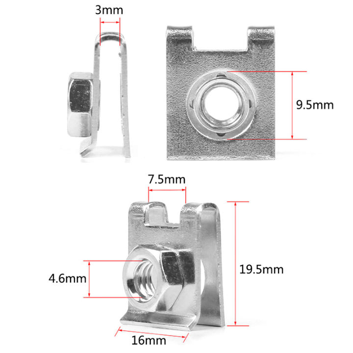 10pcs M6 For Motorcycle Car U Nuts Speed Clip Fastener Assorted Kits ...