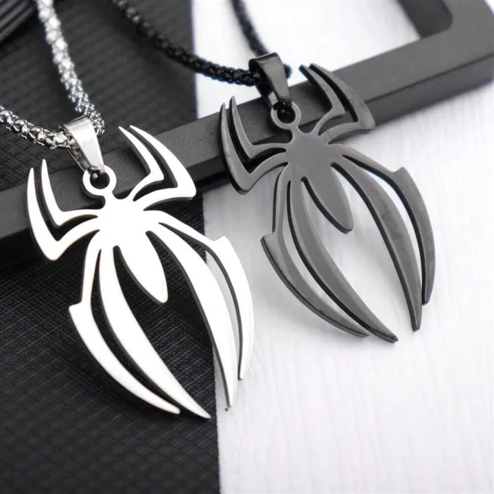 Superhero Spider Logo Cosplay Necklace Men Stainless Steel Pendant ...