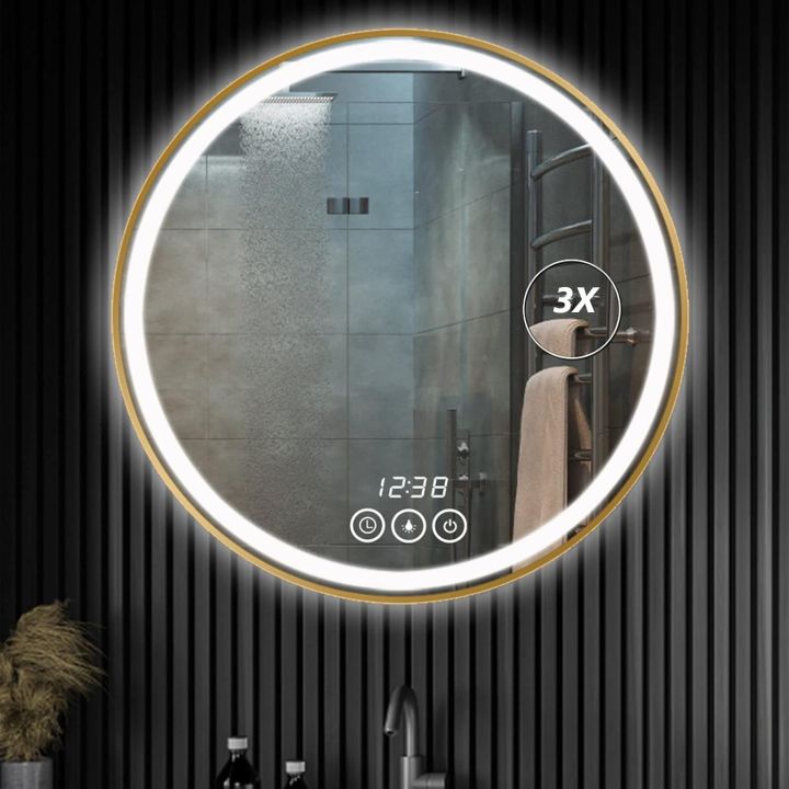 German Imported 24 Inch Round Lighted Bathroom Mirror Circle Backlit ...