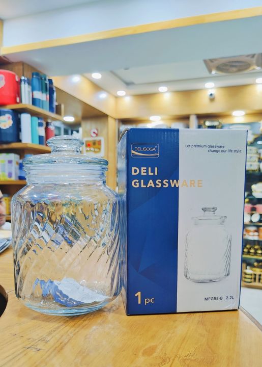 2.2 liter HEYOL Round Airtight Glass Jar Container Sales Glass Jar ...