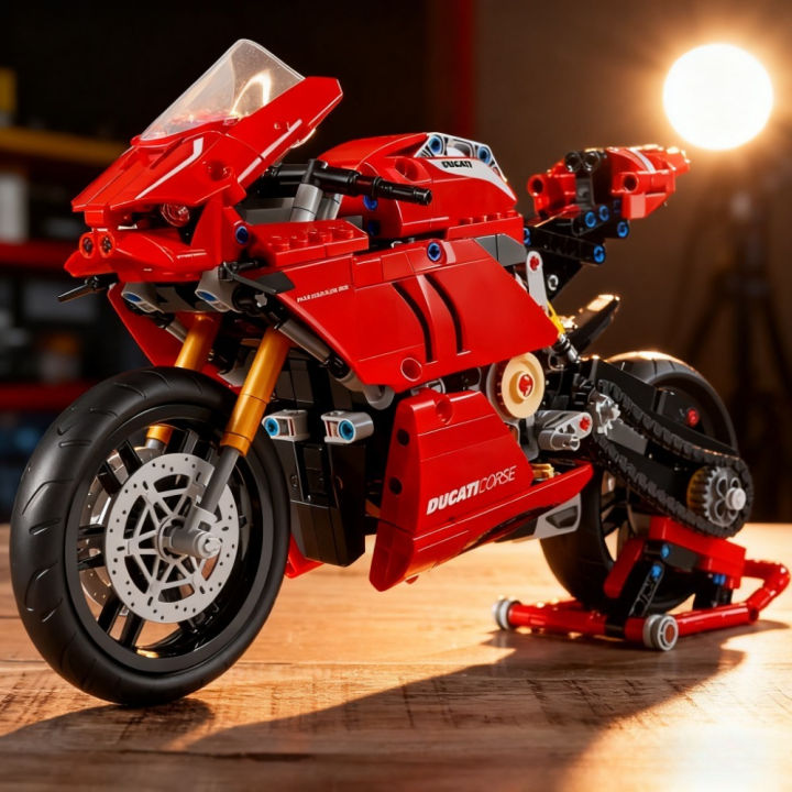Technical Panigale V4 R Motorbike Building Blocks Kit Superbike Model ...