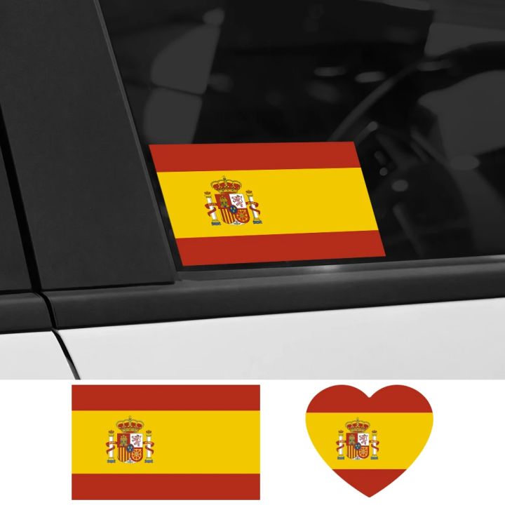 4Pcs Spain Flag Custom Heart Shaped Decals Waterproof DIY Vinyl For Car ...