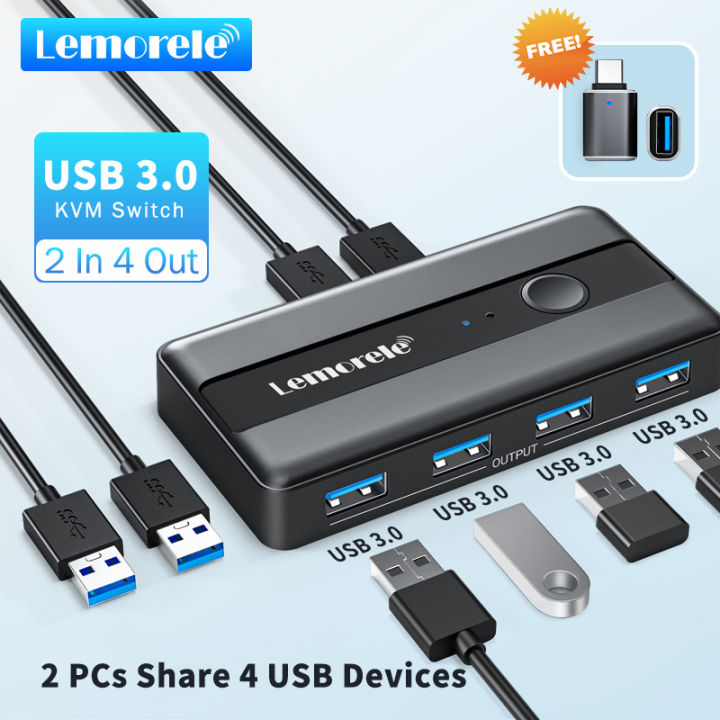 Lemorele KVM USB Switch Adapter USB Hub Docking Station USB 3.0 4 PORT ...