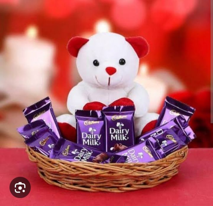 Cadbury Dairy Milk Chocolate Gift Basket with Small Cute Teddy Bear. Daraz.pk