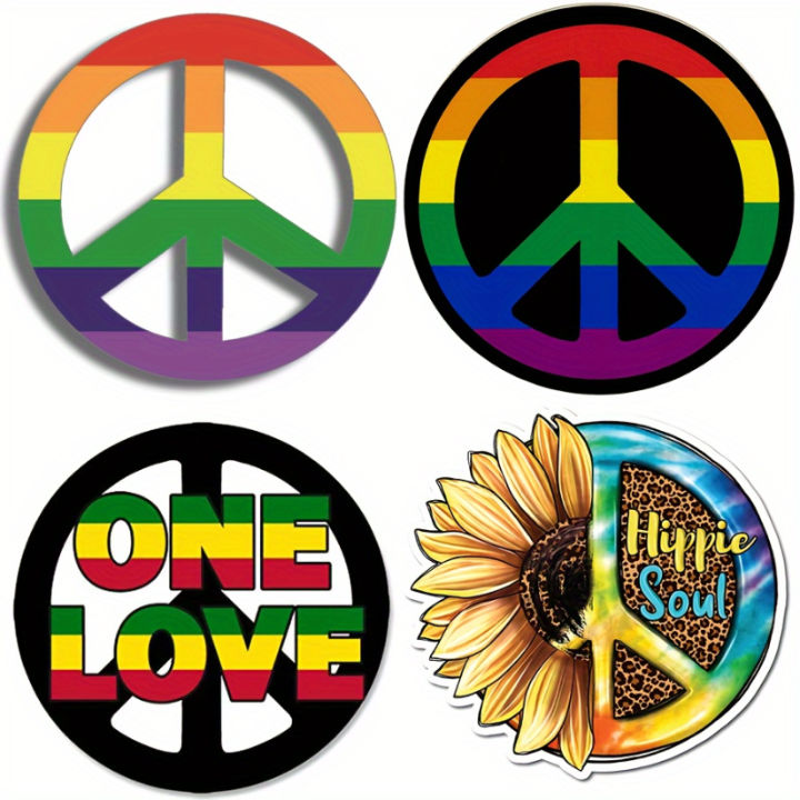 4pcs Peace Sign Motorcycle Stickers Car Window Body Bumper Decoration ...