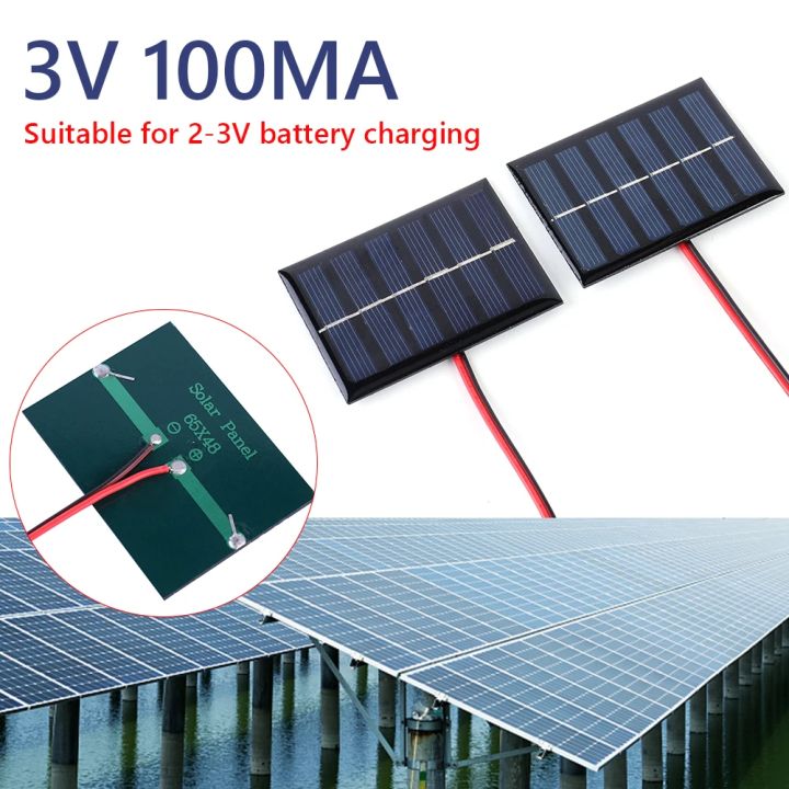 1/2 Pcs Solar Panel 100MA 1W 3V Solar Cell with Cable Mini Small Solar ...