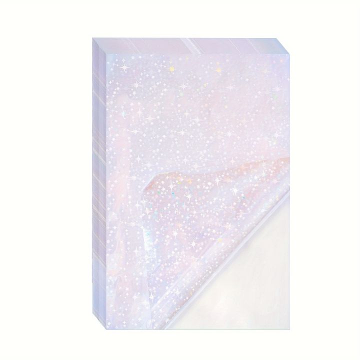 50 Sheets 4.1*2.9 Inch Star Patterns Holographic Sticker Paper Clear ...