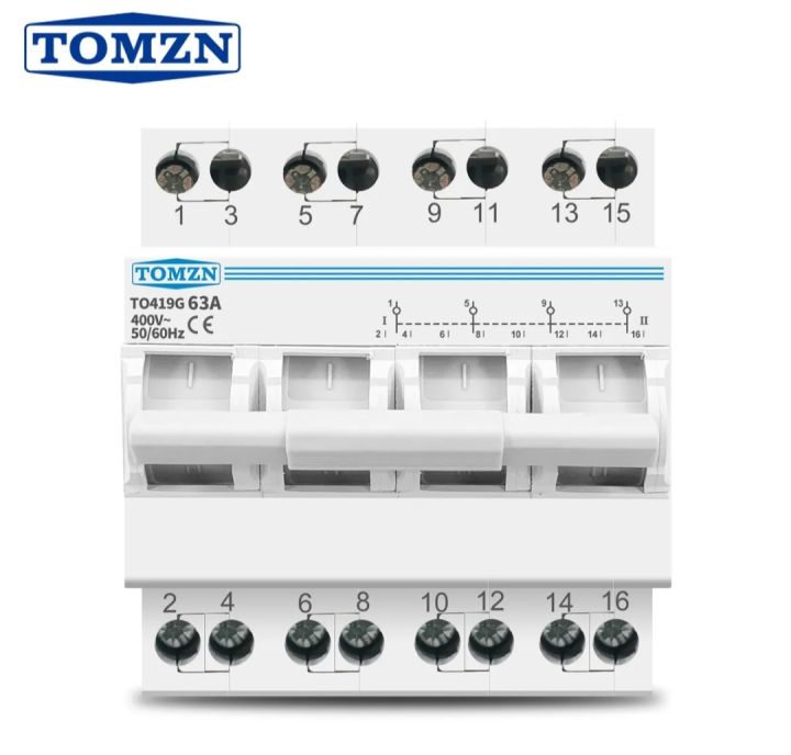 4P 63A 3 phase Tomzn MTS Dual Power Manual Transfer Isolating Switch ...