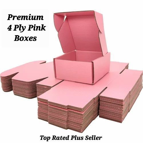 Premium Pink Corrugated Boxes With Lamination 4X4X2 Inch - Bundle Of 50 ...