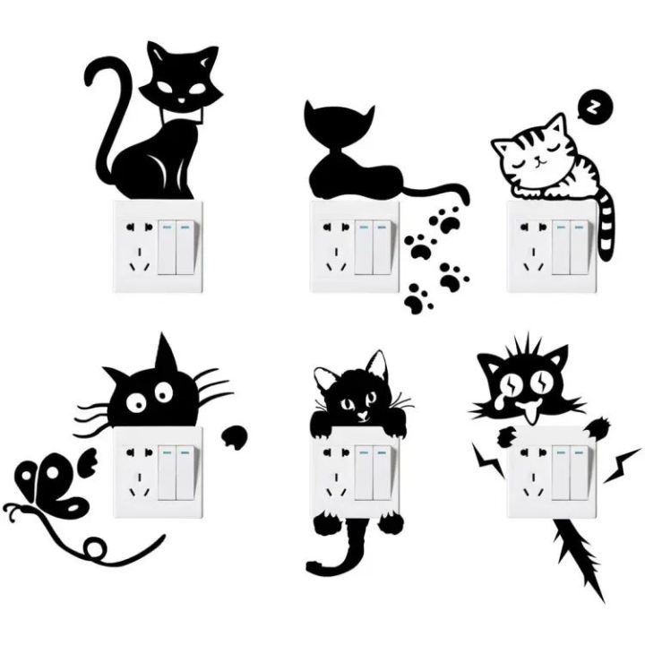 Switch Sticker 6 Pcs Lovely Cute Cartoon Vinyl Wall Switch Sticker for ...