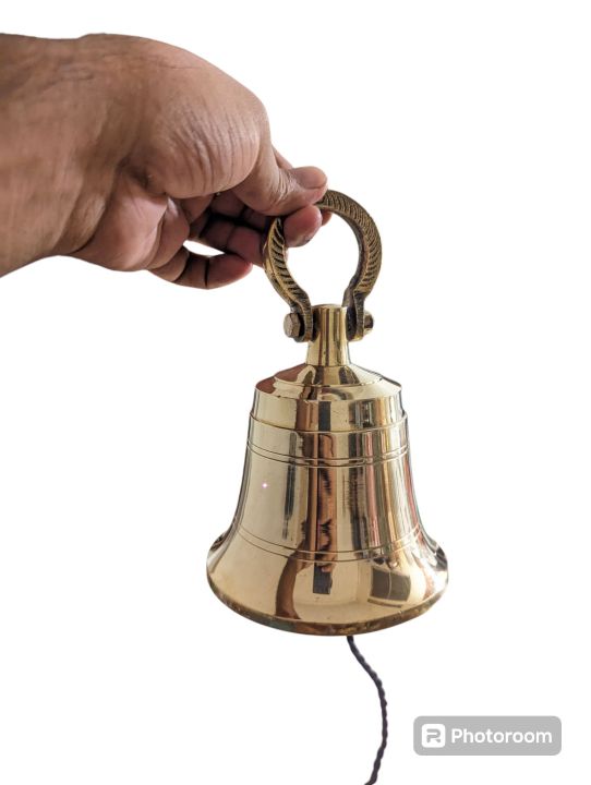 Pure Brass Bell Temple Ghanta Pooja Bell (970 gm, Gold) (Big) | Daraz ...