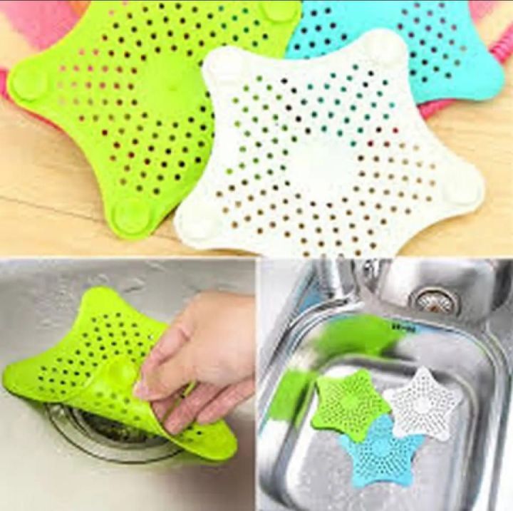 silicone rubber five-pointed star shape drain cover, sink stainer. pack ...