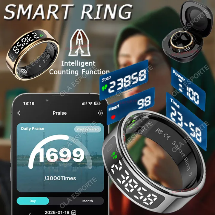 R11 Smart Ring with Display Screen and Touch, Zikr Tasbih Counter, With ...