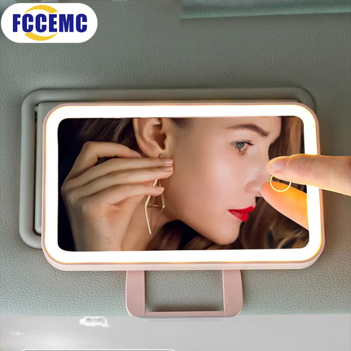 Car Sun Visor Vanity Mirror Rechargeable Women Makeup Cosmetic Mirror ...