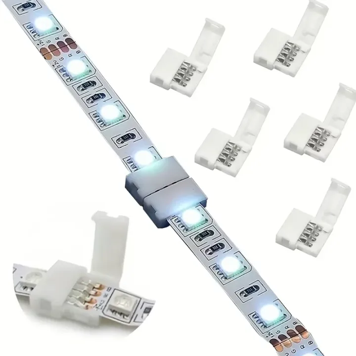 5pcs 4PIN 8mm Led Connector L Shape 8mm 4pin RGB 3528 2835 Led Strips ...