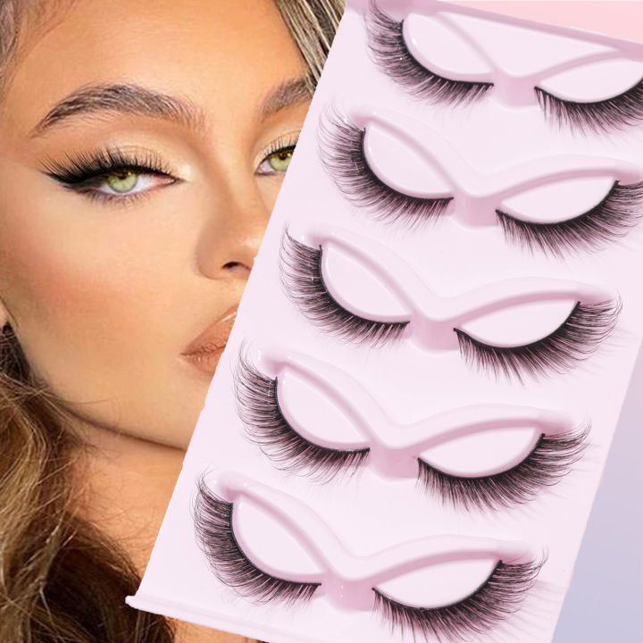 5 Pairs of Slender Long Curly Fox Eye Tail Elongated False Eyelashes ...