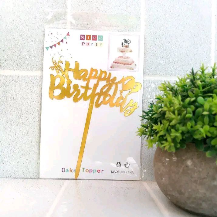 3pcs Plastic Happy Birthday Cake Topper | Daraz.lk