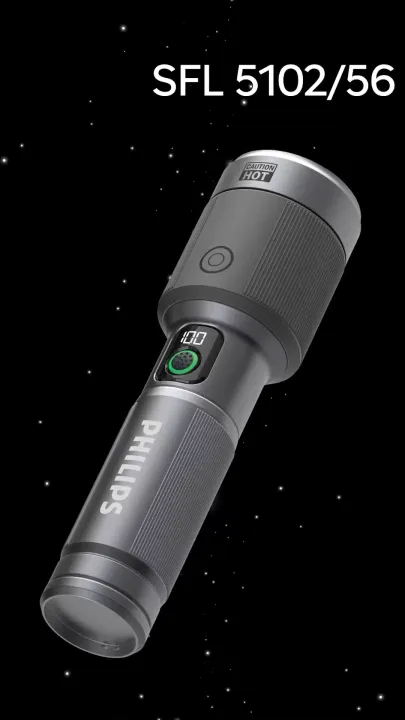 PHILIPS 60W High Power Zoomable LED Flashlight Torch 3000 LM, 9000mAh ...