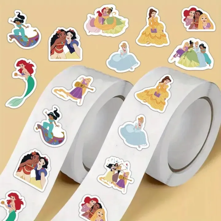 500pcs Disney Snow White Ariel Jasmine Stickers Roll Mixed Princess ...