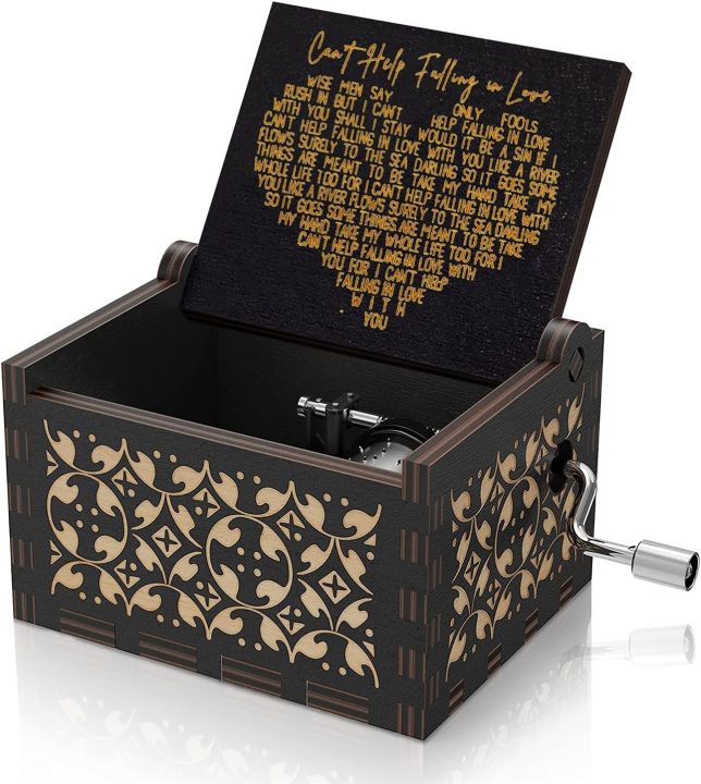 Wooden Hand Cranked Falling In Love Music Box Lover Valentine Day Gifts ...