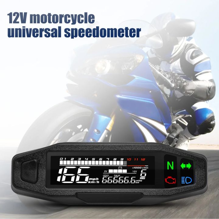 Universal Digital Meters Instrument Moto Speedometer Digital Tachometer ...