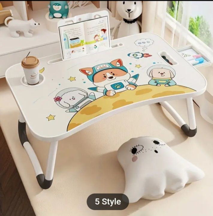 Multi-Purpose Laptop Table with Drawer, Bed Table, Wooden Foldable Bed ...