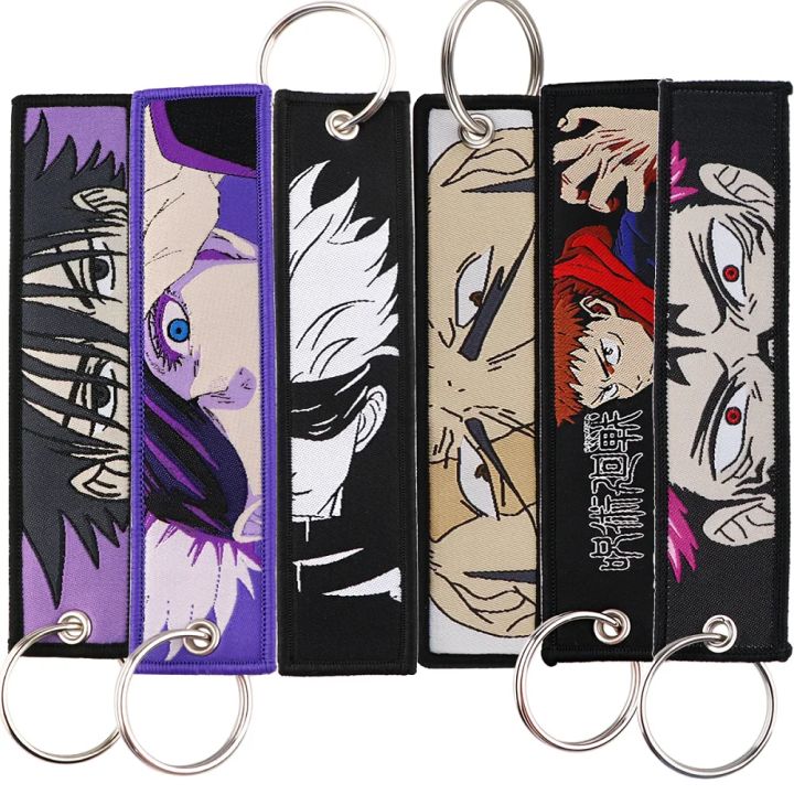 Anime Satoru Gojo Embroidery Key Fobs Japanese Manga Key Tag Key Chain ...