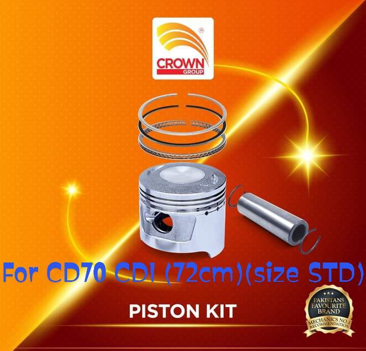 Crown Piston Kit for your 70cc motorcycle! (72cm)(size STD) | Daraz.pk