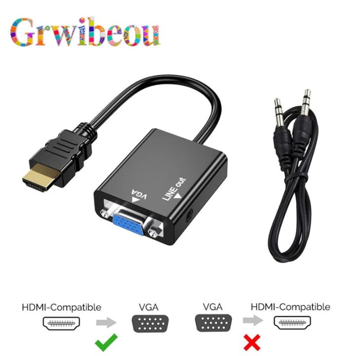 HDMI-compatible TO VGA With Audio HDTV To VGA Converter Adapter Port ...